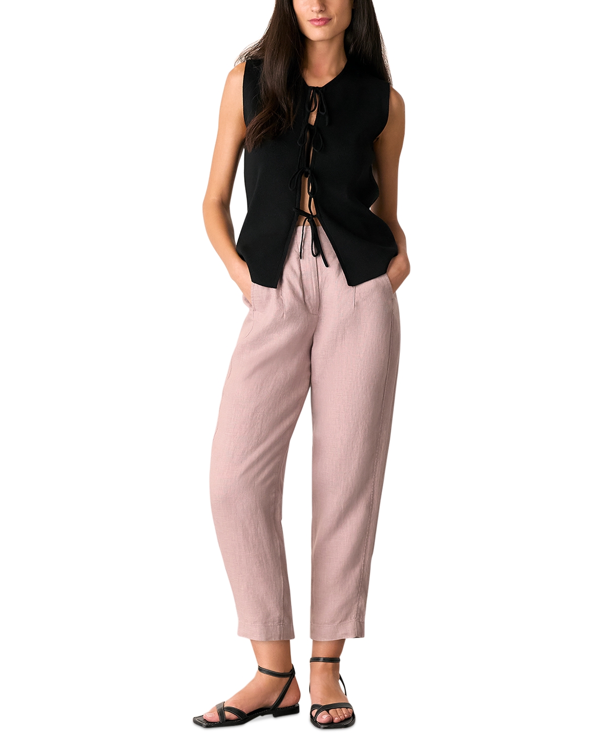 WHISTLES Linen Barrel Leg Pants